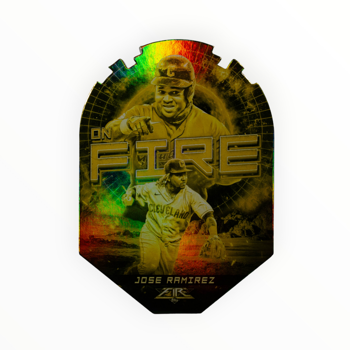 2022 Topps Fire Jose Ramirez # EF-15 Gold Minted On Fire Cleveland Gua ...